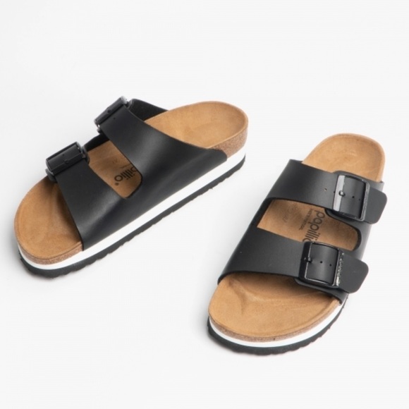 Birkenstock | Shoes | Left Birk Papillio Arizona Platform Black White ...